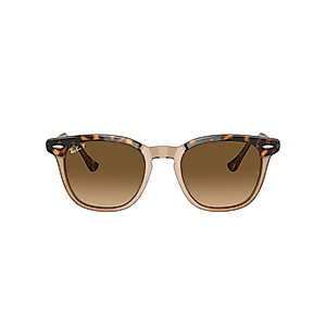 Ray-Ban RB2298 Hawkeye Square Sunglasses, Havana On Transparent Brown/Brown Gradient Polarized, 52 mm