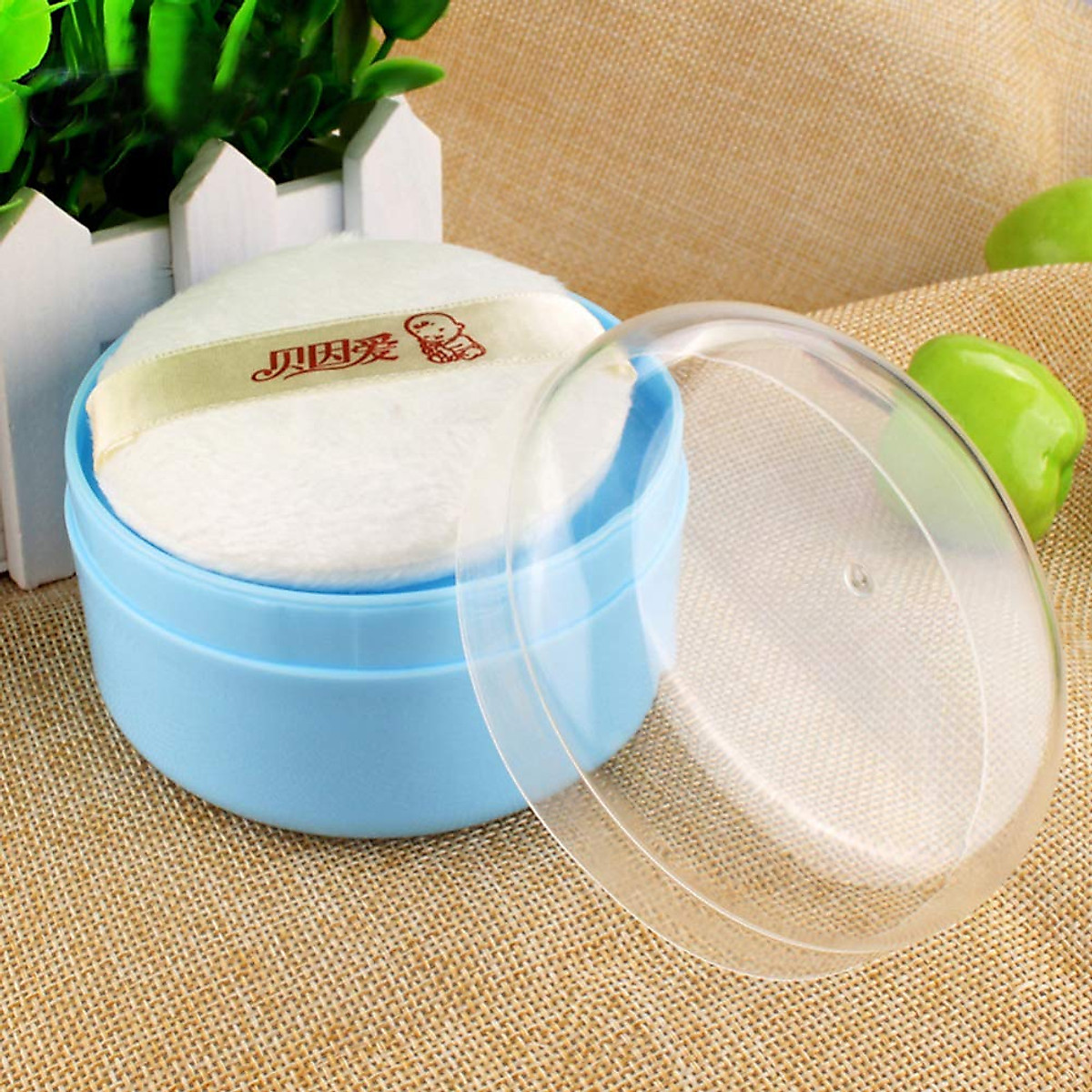 Powder Puff 2 Pcs Powder Puff Case Portable Empty Body Powder Container Dispenser Case with Sifter and Powder Puffs for Infant Baby Newborn Baby Puffs