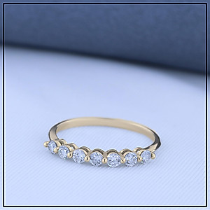 Dazzlingrock Collection 0.50 Carat (Ctw) in 14K Yellow Gold Round Lab Grown Diamond Women 7 Stone Wedding Band Ring 1/2 CT (Size 5.5)