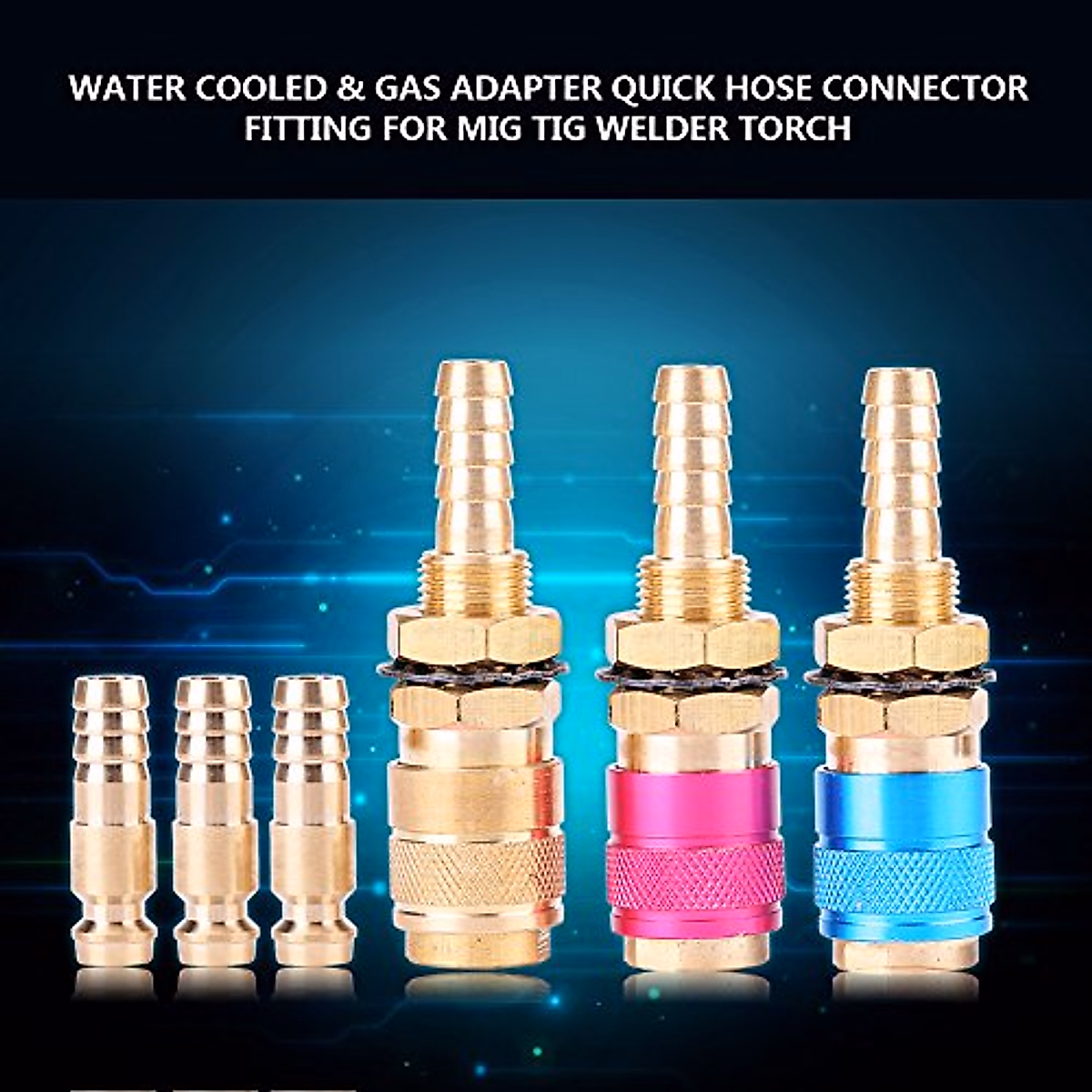Akozon Water Cooled & Gas Adapter Quick Hose Connector Fitting for MIG TIG Welder Torch(Brass)