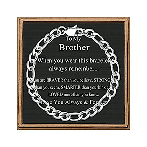 JoycuFF To My Brother Gift,Bracelet for Brother,Christmas Gift for Brother,Chain Bracelet for Men,Chain Bracelet Gift for Brother From Sister Brother,Hip Hop Men Gifts,10 mm Width,7.5 Inches Length