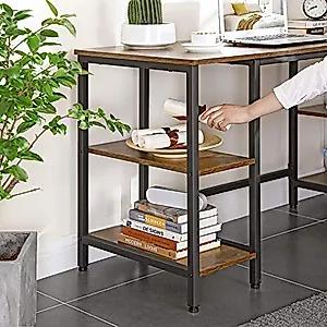 VASAGLE Computer Desk, 54 Inch Writing Desk with 4 Shelves for Home Office, Industrial Style PC Laptop Table, Spacious Storage, Rustic Brown and Black ULWD54X