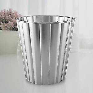 nu steel Round Metal Small 2.5 Gallon Recycle Trash Can Wastebasket, Garbage Container Bin for Bathrooms, Kitchen, Bedroom, Home Office - Durable Stainless Steel - matt Finish