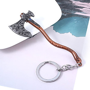 SONGCHANGJEWELRY Game GOW Ragnarok Keychains - Kratos Leviathan Axe Cosplay Metal Keychain - Christmas Gifts for Men Teens Fan (Leviathan Axe Keychain)