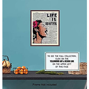Banksy Wall Art - Upcycled Dictionary Graffiti Art Print, Billie Holiday 8x10 Street Art Poster, Home Decor - Urban Wall Art Print and Room Decorations - Makes a Great Gift - 8x10 Photo Unframed