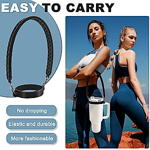 Water Bottle Holder with Strap for Stanley Cup Owala Water Bottle, Durable Silicone Water Bottle Strap Fits 1-40oz Bottles, Water Bottle Handle with Strap for Carrying in Hiking Cycling Gyms