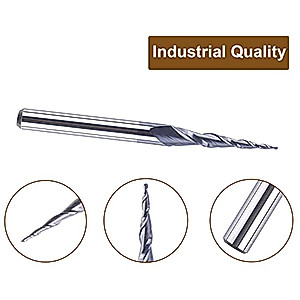 SpeTool 5Pcs Tapered Ball Nose Carving End Mill 1/8 inch Shank 0.25MM Radius (0.5MM Diameter) Tips 3D Woodworking Tool CNC Router Bits