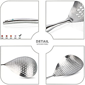 Skimmer Slotted Spoon - YAHAFI 304 Stainless Steel Food Grade Filter Spoon with Comfort Handle and Hanging Holes, Spider Strainer Skimmer for Kitchen Cooking Draining and Frying (15 Inch)