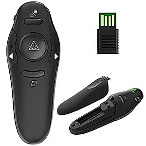 Presentation Clicker for PowerPoint Presentation Remote, RF 2.4GHz Wireless Presenter Remote USB Google Slide Advancer PPT PowerPoint Clicker for Mac, Keynote, Computer, Laptop (Black)