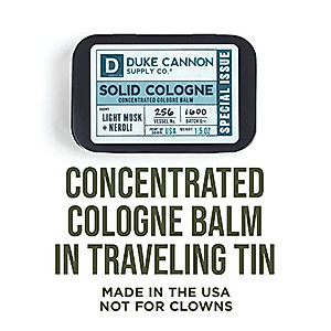 Duke Cannon Supply Co. Solid Cologne - Men's Concentrated Balm, 1.5 oz. (Light Musk + Neroli)