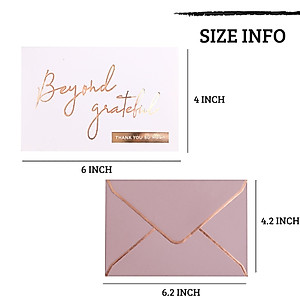 Rose Gold Beyond Grateful Thank You Cards with Envelopes - 36 PK - 4x6 Inches Bridal Shower Thank You Cards Baby Shower Baby Girl Thank You Notes for Wedding Birthday