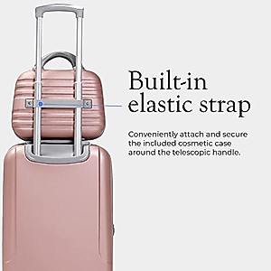 AMKA - Varsity Hardside Carry-On and Weekend Bag Luggage Set with Spinner Wheels, 2-Piece Travel Luggage, (20-Inch and 12-Inch) Rose Gold/Grey