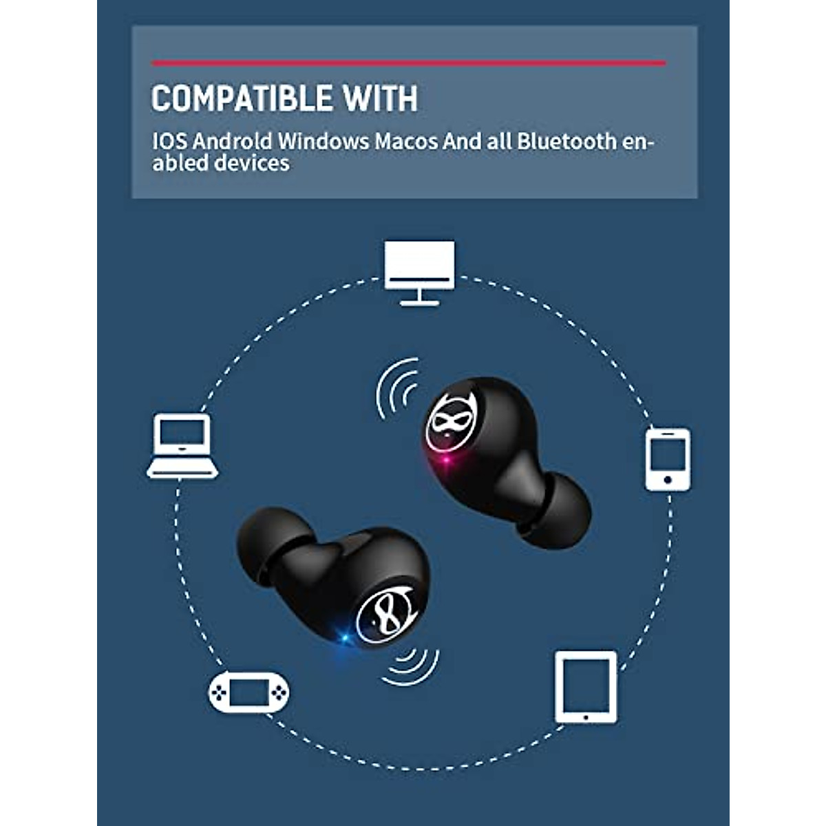 Togetface Kids Wireless Headphones - Cool Shape with Bluetooth 5.1 Headphones, Built-in Microphone, 36 Hours Playtime, IPX5 Waterproof, Touch Control, Suitable for, Sports, Travel, Work, etc.