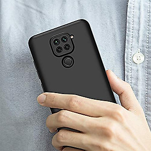LEMAXELERS Redmi Note 9 Case Ultra Thin 3 in 1 360 Degree Full Body Case Premium Slim Shockproof Hard PC Plastic Anti-Scratch Bumper Cover for Xiaomi Redmi Note 9 / Redmi 10X 4G 3 in 1 Black AR