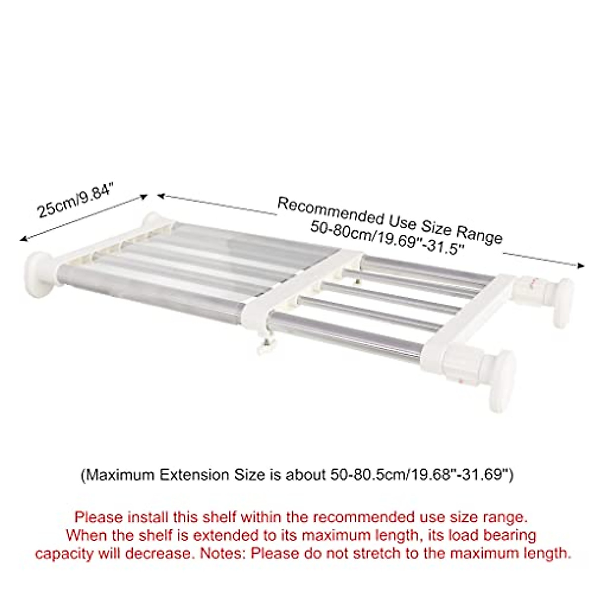 DAHOOMII Adjustable Closet Shelf Divider Tension Rod Expandable Clothes Storage Hanger Coat Rack DIY Stainless Steel Organizer Cabinets Separators Space Saver - Ivory