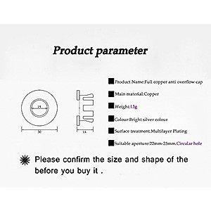 Homdipoo Ceramic Bathroom Vessel Vanity Sink Art Basin Sink Basin Trim Overflow Cover Brass Insert in Hole Round Caps Chrome 2 Pack