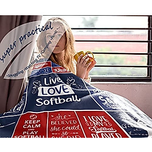 RFHBP Softball Gifts, Softball Gifts for Girls, Softball Blanket 60"×50", Girls Softball Gifts, Softball Blankets for Girls, Softball Gifts for Birthday, Teenager, Women, Mom, Softball Player,