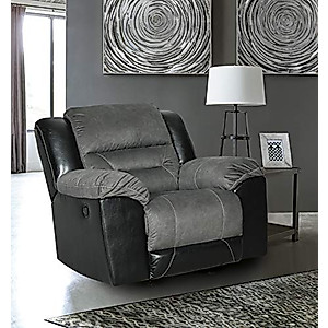 Signature Design by Ashley Earhart Faux Leather Manual Rocker Recliner, Gray