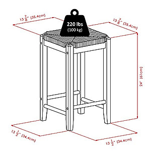 Winsome 2 Piece Bar Stools Rush Seat Kaden Set, Walnut
