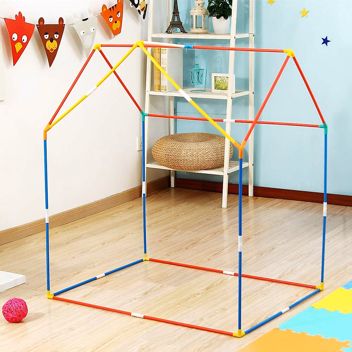 POCO DIVO Floral Princess Castle Girls Pink Palace Play Tent Kids Pretend Fairy Playhouse