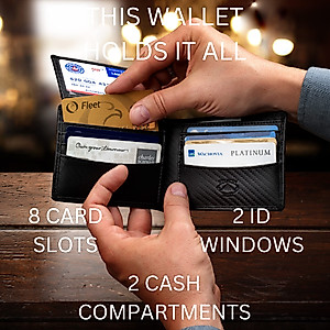 Stealth Mode Brown Leather Bifold Wallet for Men With ID Window and RFID Blocking, One Size