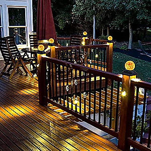 TWINSLUXES Solar Post Cap Lights Outdoor, Flickering Flame Lights, Waterproof LED Fence Post Solar Lights, for 3.5x3.5/4x4/5x5 Wood Posts in Patio Yard Landscape Decoration, Deck or Gard