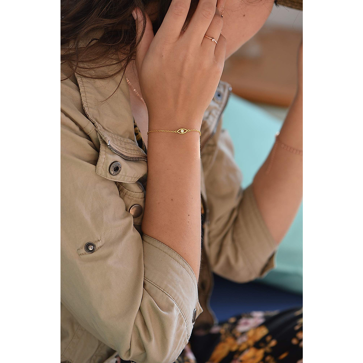 BLOSSOM & HUE Mini Evil Eye Minimalist Bracelet In .925 Sterling Silver