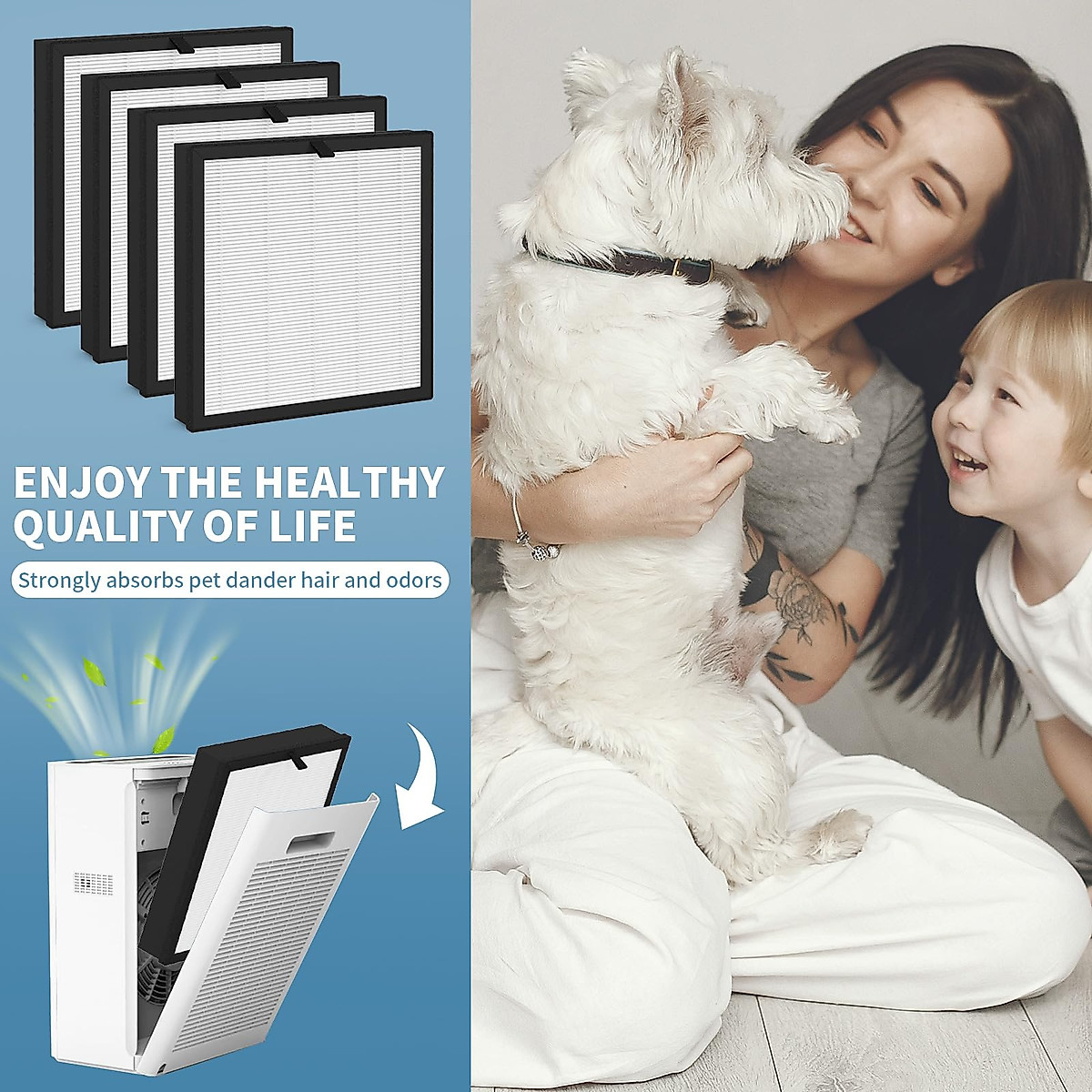 G3 A3 HEPA Filter Compatible with AMEIFU G3 (Sferf-30)（FXAP2W） Air Purifier, VEWIOR A3 Air Purifier & Tailulu HQZZ-260 Air Purifier, 3-in-1 True HEPA Air Cleaner Filter, 4 Pack