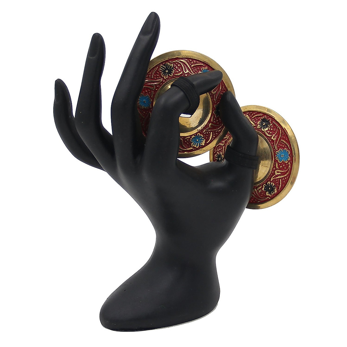 2 Pairs Brass Floral Finger Cymbals Zills for Belly Dancing (Red)