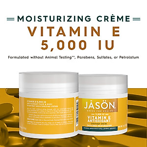 JASON Vitamin E 5,000 IU Moisturizing Crème, For Face and Body, 4 Fluid Ounces