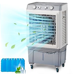 Winado Portable Swamp Cooler w/Wheels, 2353 CFM Evaporative Air Cooler w/ 8 Gallon Water Tank, 3-in-1 Cooling Fan with 3 Speed & Auto Oscillation & 1H Timer for Home & Commercial 80W