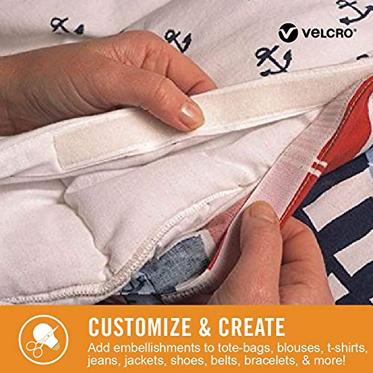 VELCRO Brand Sticky Back for Fabrics | 24" x 3/4" Tape with Adhesive | No Sewing Needed | Cut Strips to Length Permanent Bond to Clothing for Hemming and Closures