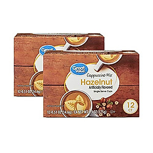Great Value Cappuccino Coffee and Hot Drink Single Serve Pods, 12 Count (Hazelnut Cappuccino, Pack of 2)