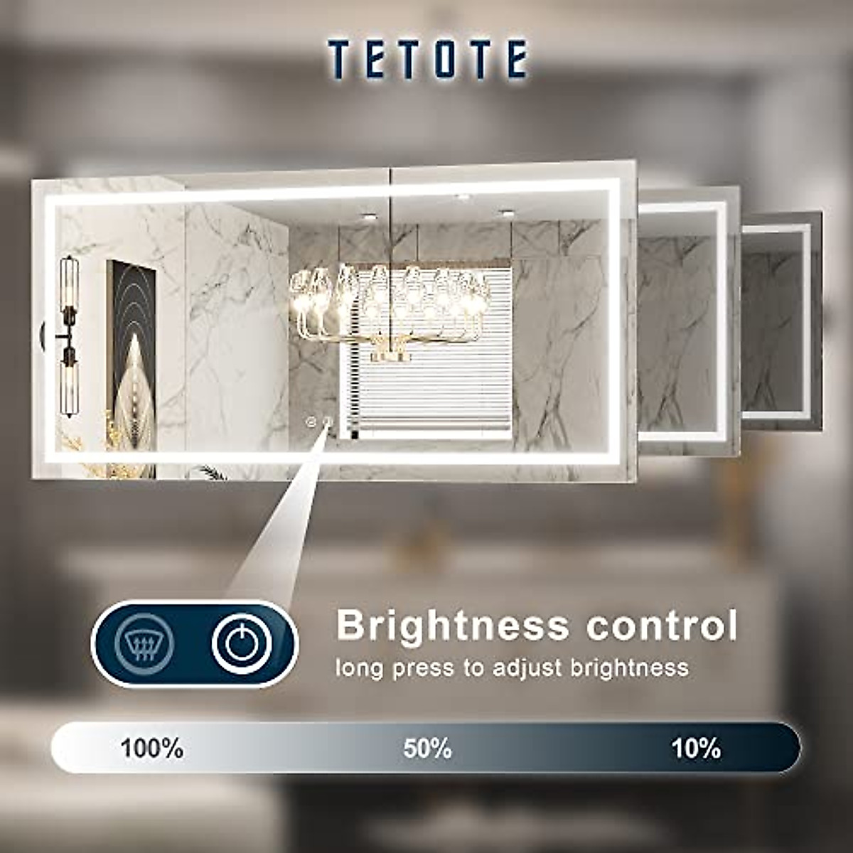 TETOTE LED Bathroom Mirror LED Mirror 60 x 28 Bathroom Mirror with Lights Bedroom LED Vanity Mirror Makeup Mirror Dimmable Anti-Fog Wall Mounted Birthday Gift Room Decor