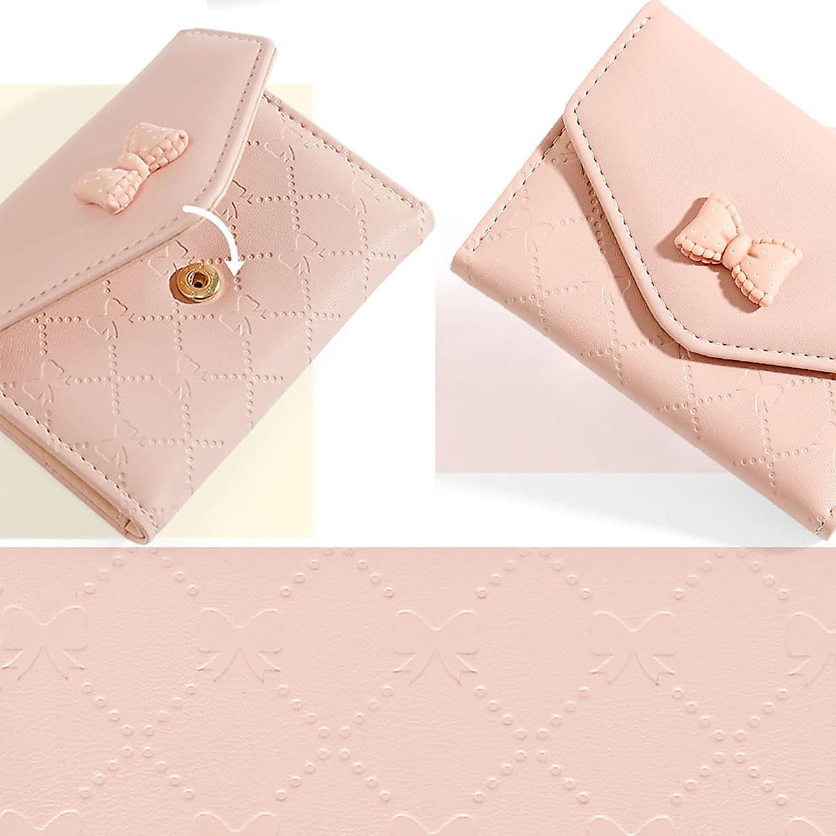 SUMGOGO Womens Small Wallet Girls Cute Cartoon Pig Trifold Little Slim Short Card Wallets (Green)