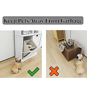 OQSC Tall Tilt-Out Double Doors Laundry Cabinet Hamper, Large Pull Out Laundry Room Storage Cabinets, Bathroom Cabinet with Hidden Laundry Hamper & Glass Doors, White,13 * 2 Gallons