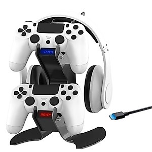 PS4 Controller Charger Station with Headset Organizer, PlayStation 4 Controller Charging Dock Station with Fast Charging Port, Replacement PS4 Slim Pro Controller Charger by DOYO