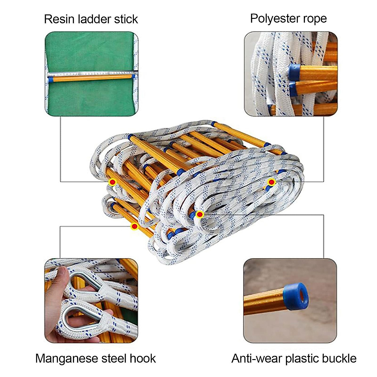 Fire Escape Ladder - Household Items Emergency Ladders, Safety Rope Ladder, Kids and Adults Ladder, for Home Climbing (Size : 5M)