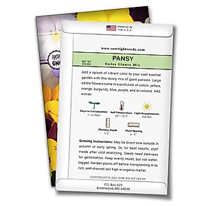 Sow Right Seeds - Pansy Swiss Giants Mix Flower Seeds for Planting - Colorful Flower Blend to Plant in Your Garden - Non-GMO Heirloom Seeds - Hardy Annual, Early Spring Favorite - Great Gardening Gift