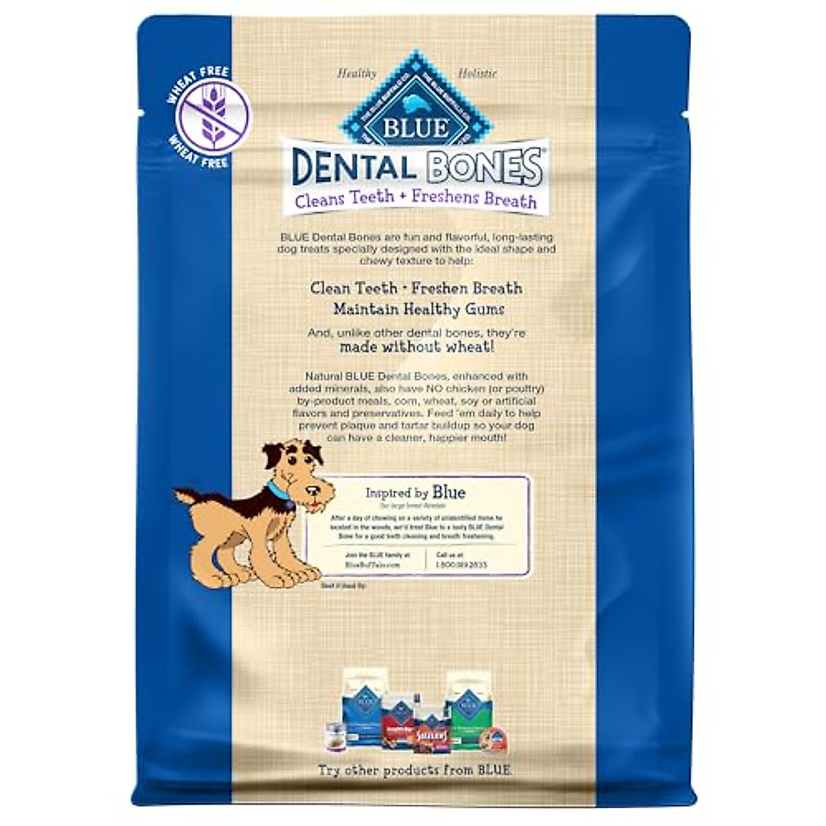 Blue Buffalo Dental Bones Large Natural Dental Chew Dog Treats Bag