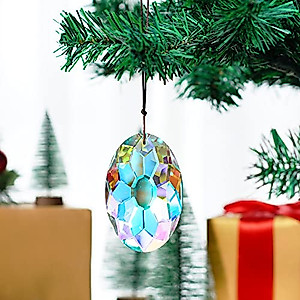 AB Coating Hanging Window Crystal Prism Suncatcher Rainbow Maker Glass Hanging Pendant Ornaments for Home Garden Decoration (89mm,3.5inch)