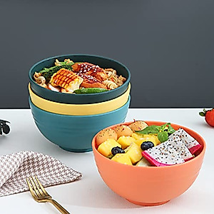 Kyraton Cereal Bowls 4 Pieces, Unbreakable And Reusable Light Weight Bowl For Rice Noodle Soup Snack Salad Fruit Dishwasher Safe, Microwave Safe BPA Free (Mutil Color)