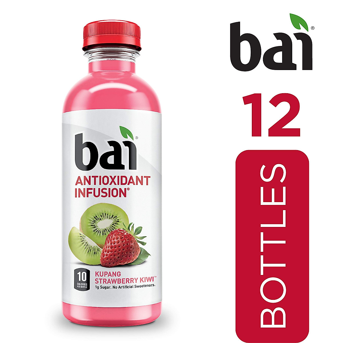 Bai Kupang Strawberry Kiwi, Antioxidant Infused Beverage, 18 fl oz bottle (Pack of 12)