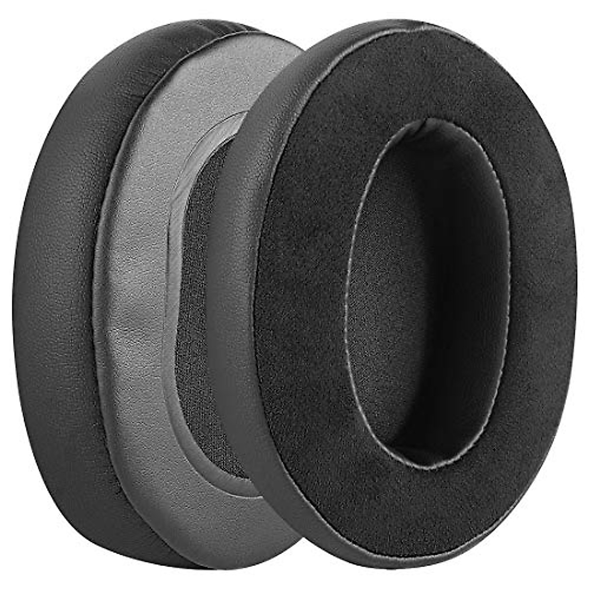 Geekria Comfort Hybrid Velour Replacement Ear Pads for Arctis HyperX Skullcandy Sony SteelSeries Turtle Beach and Other Large or Mid-Sized Over-Ear Headphones, Replacement Ear Cushion (Black)