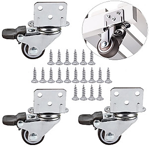 HOWDIA 1'' Swivel Plate Caster Wheels with Brake L-Bracket Side Mount TPR Rubber Small Furniture Replacement Silent Mute Locking Casters for Furniture Legs Set of 4