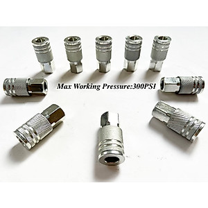 SANFU 1/4-Inch Steel Female Industrial Coupler, Air Hose Fittings 1/4-Inch Female Threads Quick Connector Air Coupler with Storage Case, 10-Pack