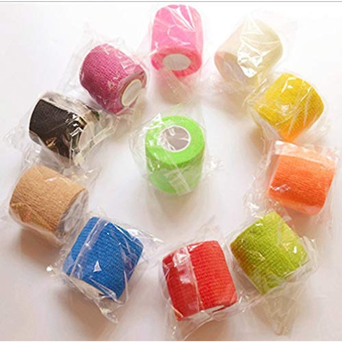 12 Pack 2" x 5 Yards Self Adhesive Elastic Bandage Wrap Stretch Self-Adherent Tape for First Aid,Sports, Wrist, Ankle (12 Colors)
