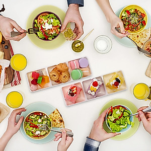 24 Pcs 8.7 x 2.8 Inch 3 Compartment Appetizer Serving Tray Plastic 3 Section Dessert Platters Rectangular Divided Plate White Compartment Serving Dishes Dipping Sauces Dinner Buffet Restaurant Kitchen