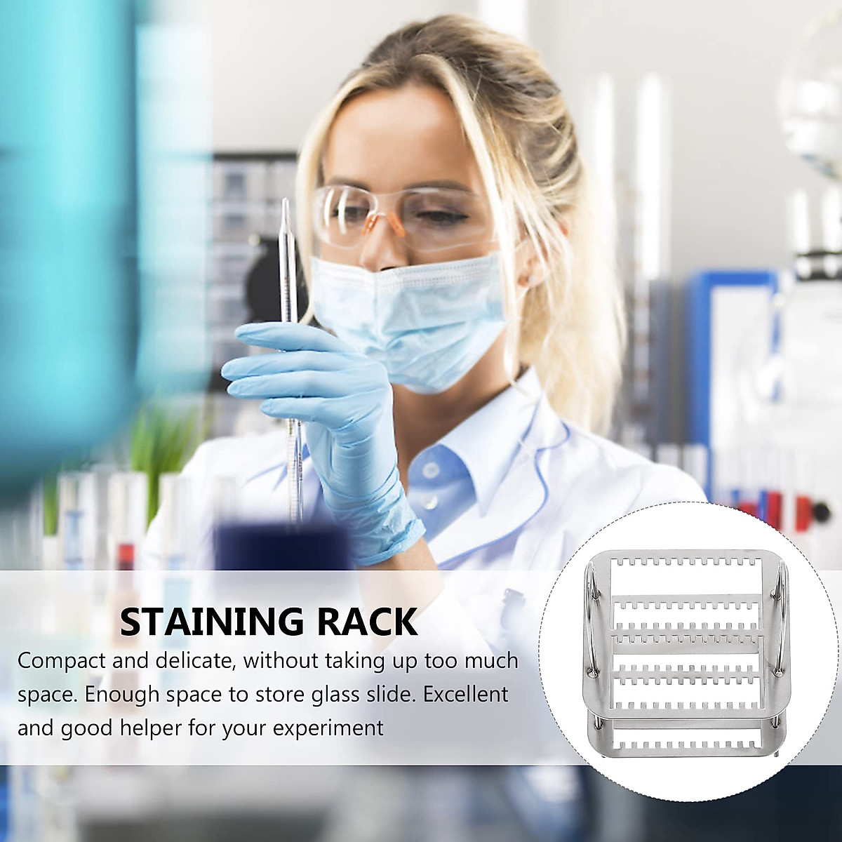 Microscope Slides Staining Rack Glass Slides Rack Stainless Staining Rack 26 Positions Microscope Slides Holder Glass Microscope Slides Rack