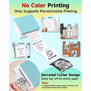 Memoking Print Pods Mini Printer - Inkless Sticker Printer Machine M02 Print Pod Bluetooth Portable Mini Printer for iPhone Thermal Pocket Printer Sticky Note Printer for Note, Photo, DIY, Scrapbook